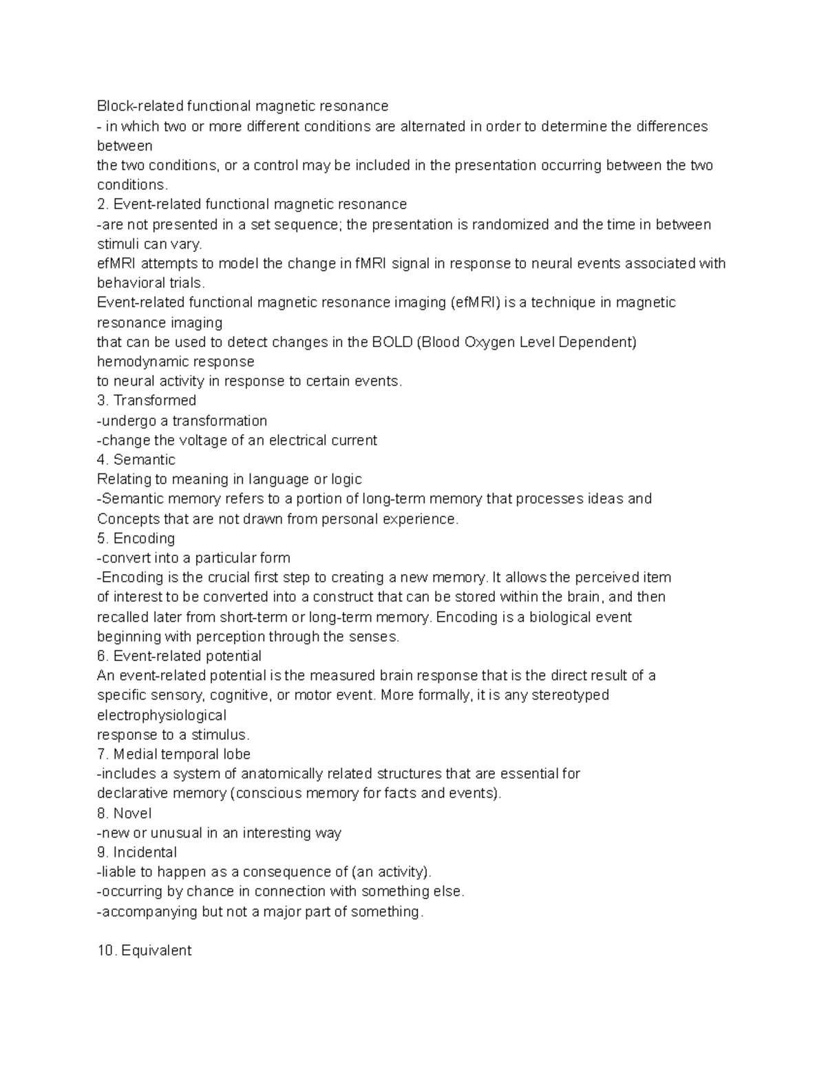Chapter 10 neuro final notes functional magnetic resonance - Block ...