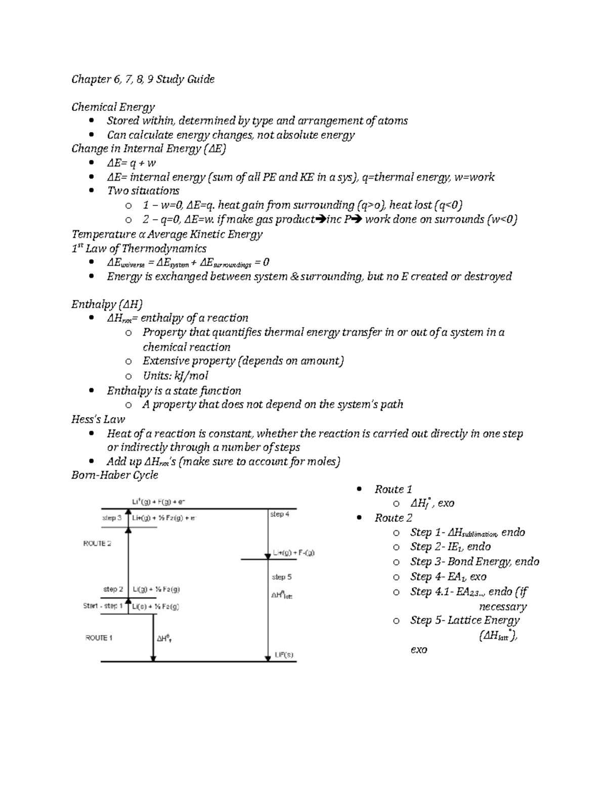 Chapter 6,7,8,9 study guide - Chapter 6, 7, 8, 9 Study Guide Chemical ...