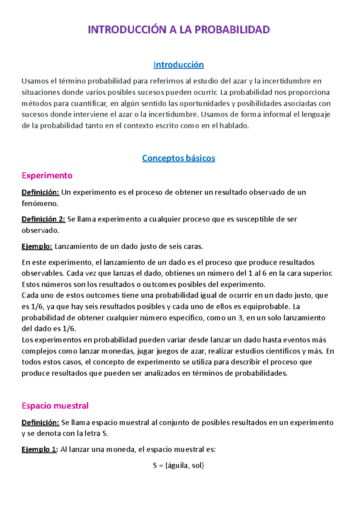 Introducción A LA Probabilidad - INTRODUCCIÓN A LA PROBABILIDAD Introducción Usamos el término ...