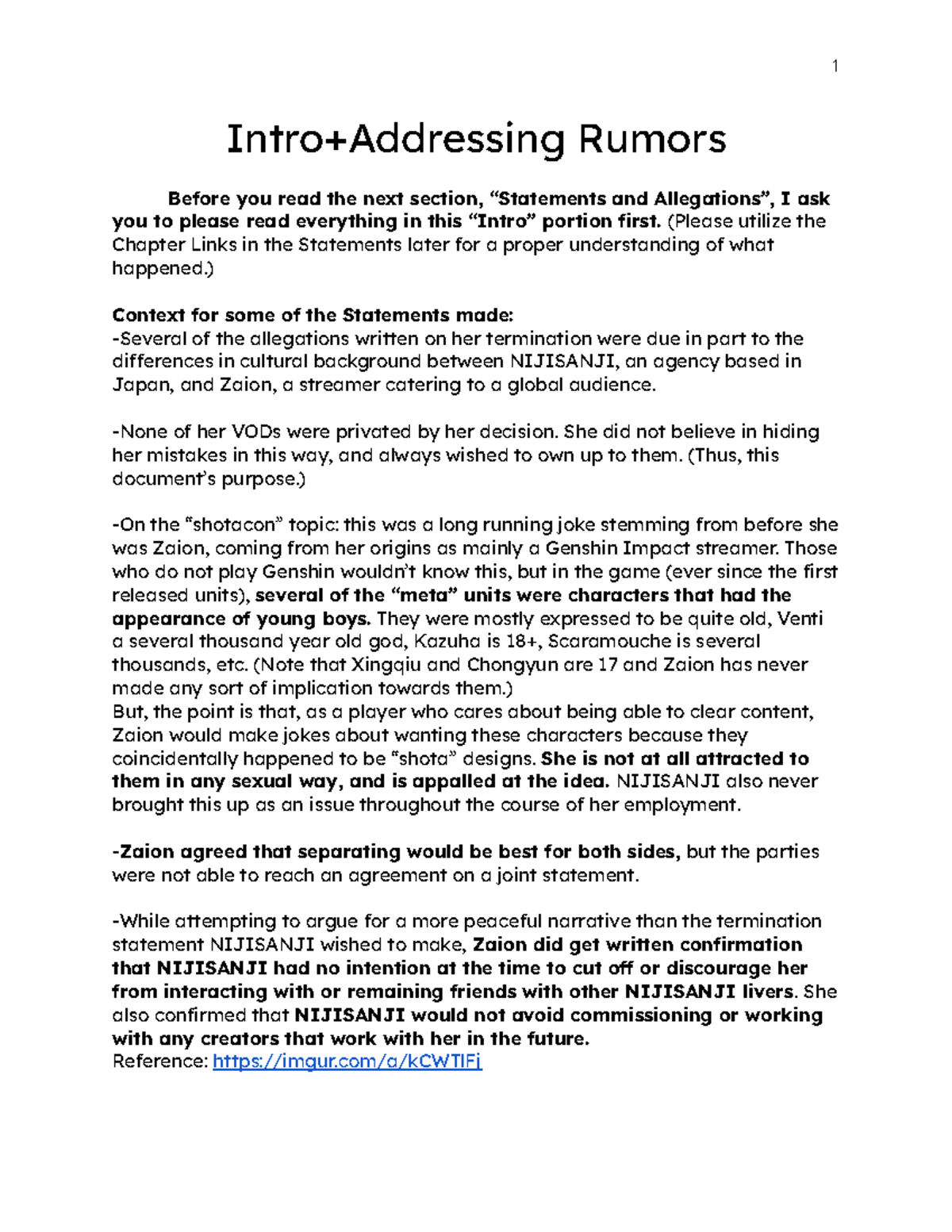 One Girl's Story - Nice - Intro+Addressing Rumors Before you read the ...