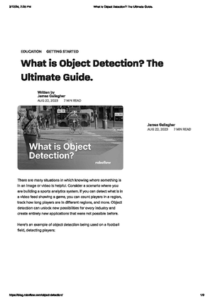 3Object Detection vs Object Recognition - 402 - Studocu