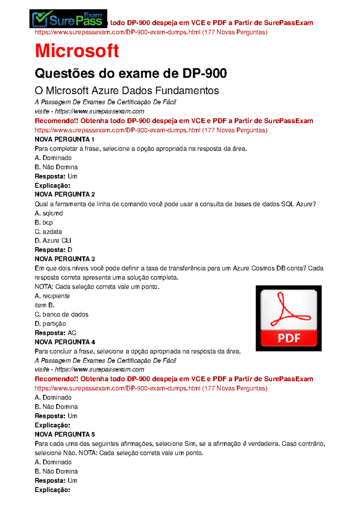 Dp900 - ree - Recomendo!! Obtenha todo DP-900 despeja em VCE e PDF a ...