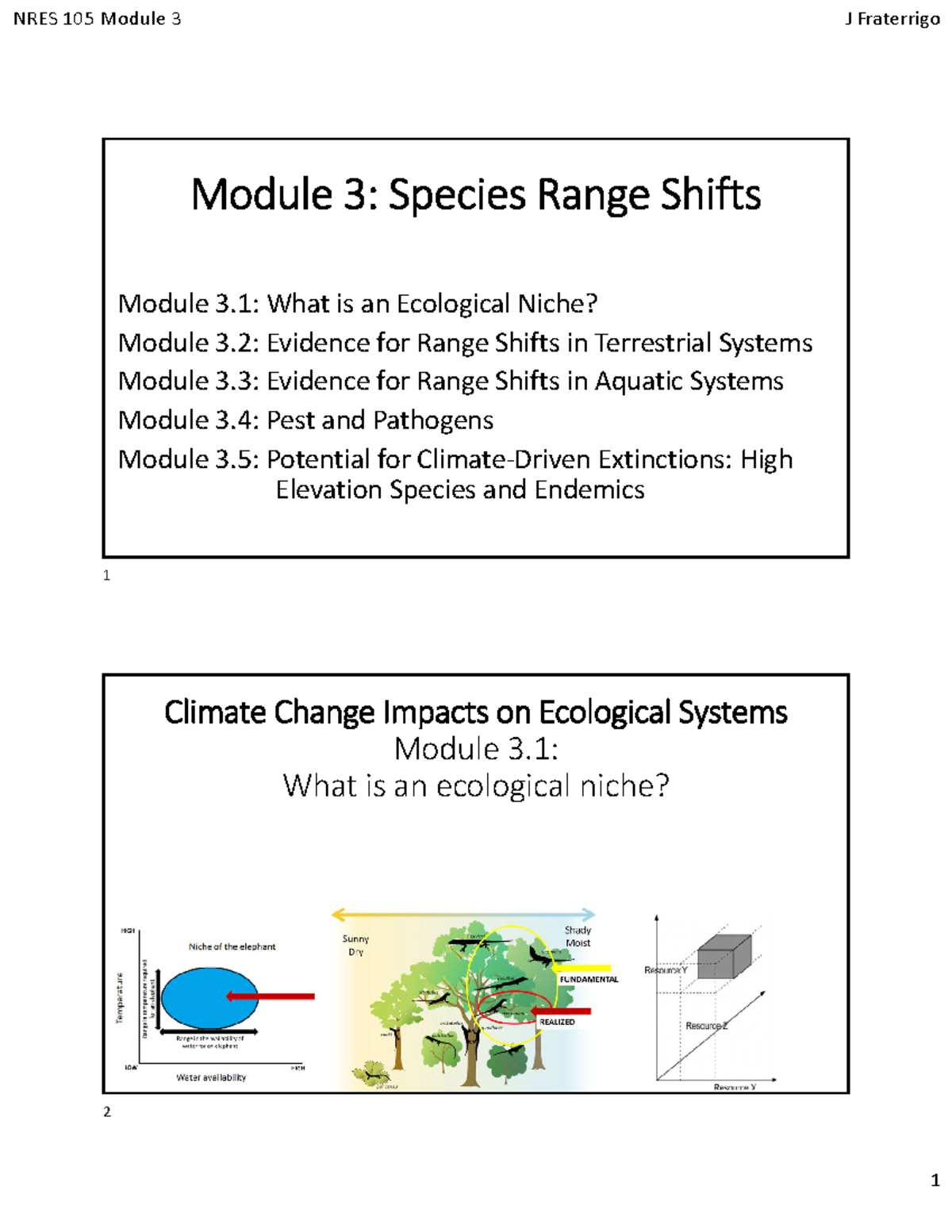NRES notes 3 - week 3 - Module 3: Species Range Shifts Module 3: What ...
