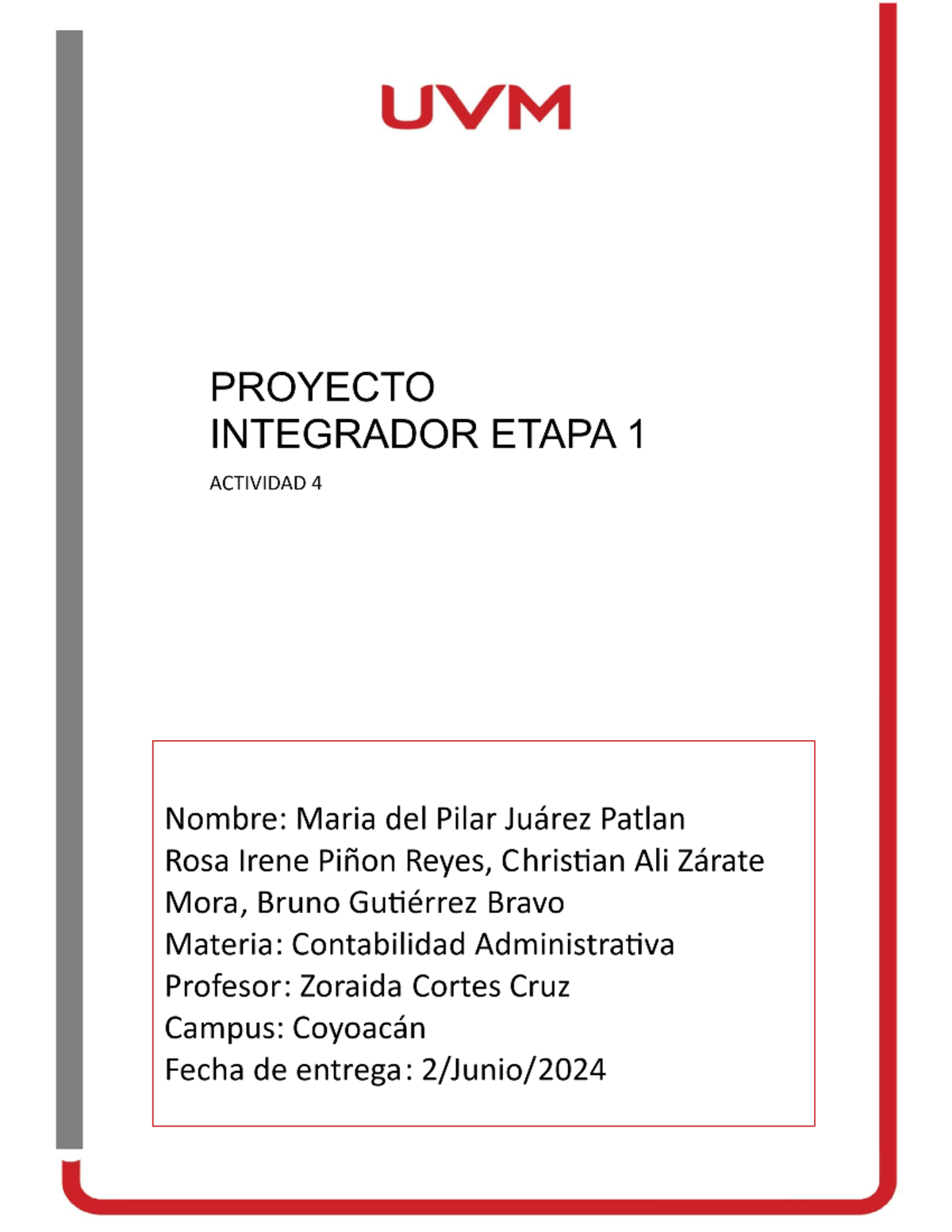 Actividad 4 proyecto integrador etapa 1 - ETAPA 1 2. El departamento de finanzas calcula el ...