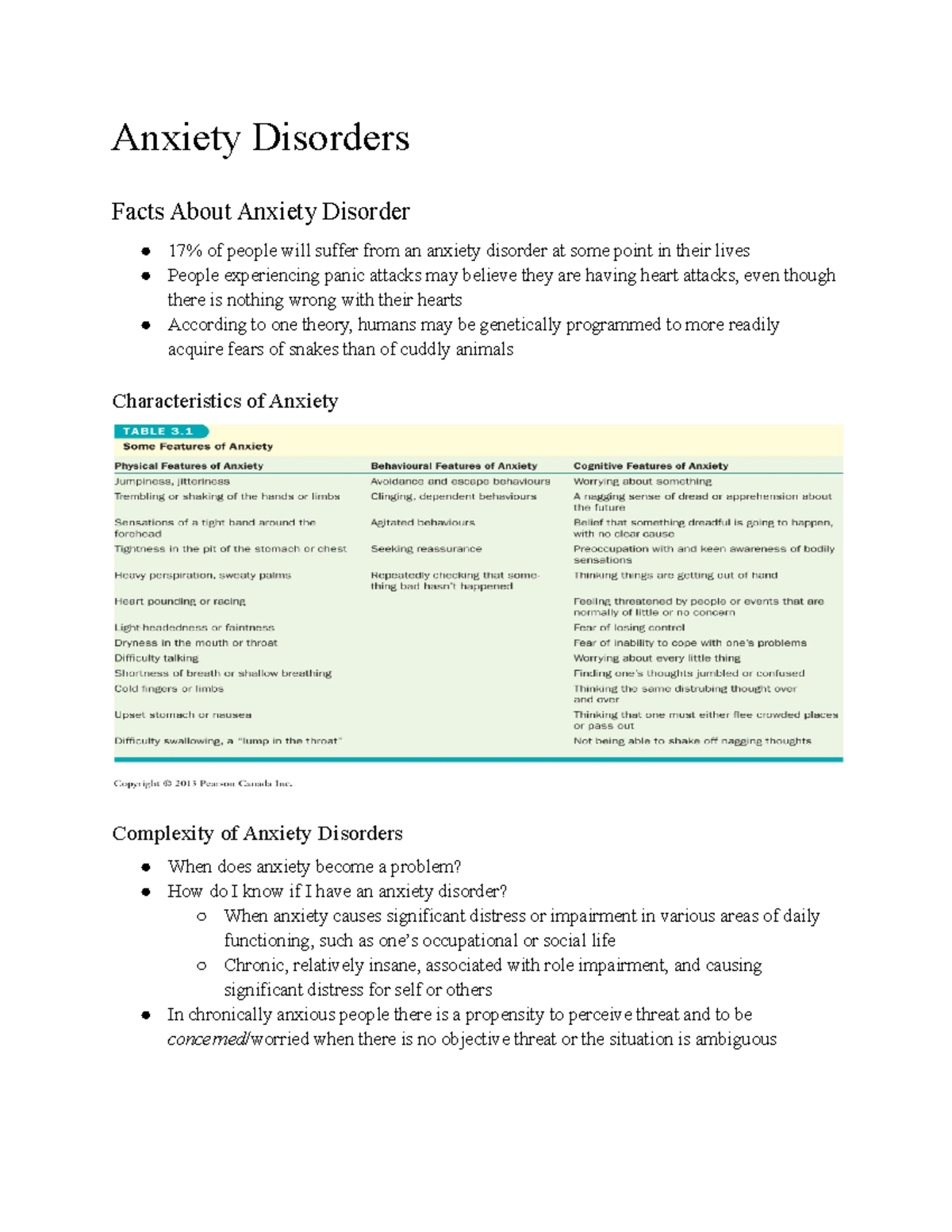 Final Exam Review for Abnormal Psychology - Anxiety Disorders Facts ...