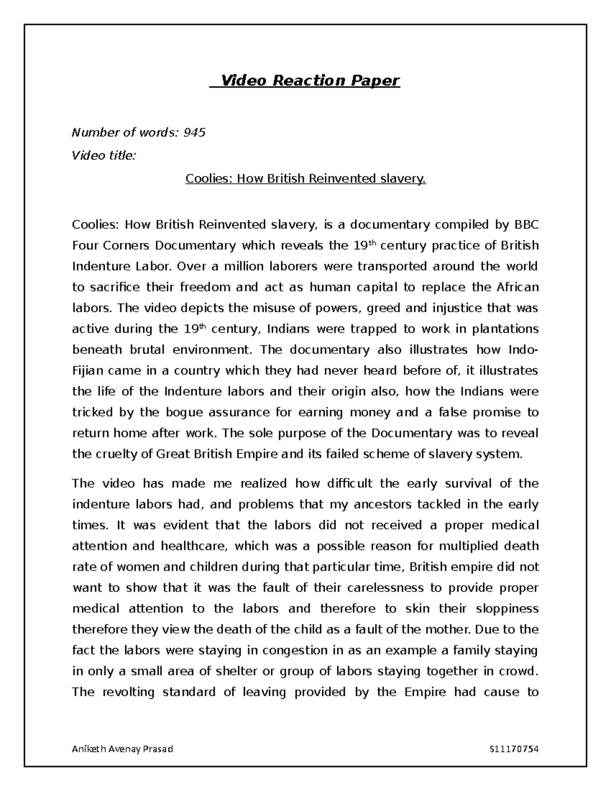 Video Reaction Paper Sustaiable tourism - Video Reaction Paper Number ...