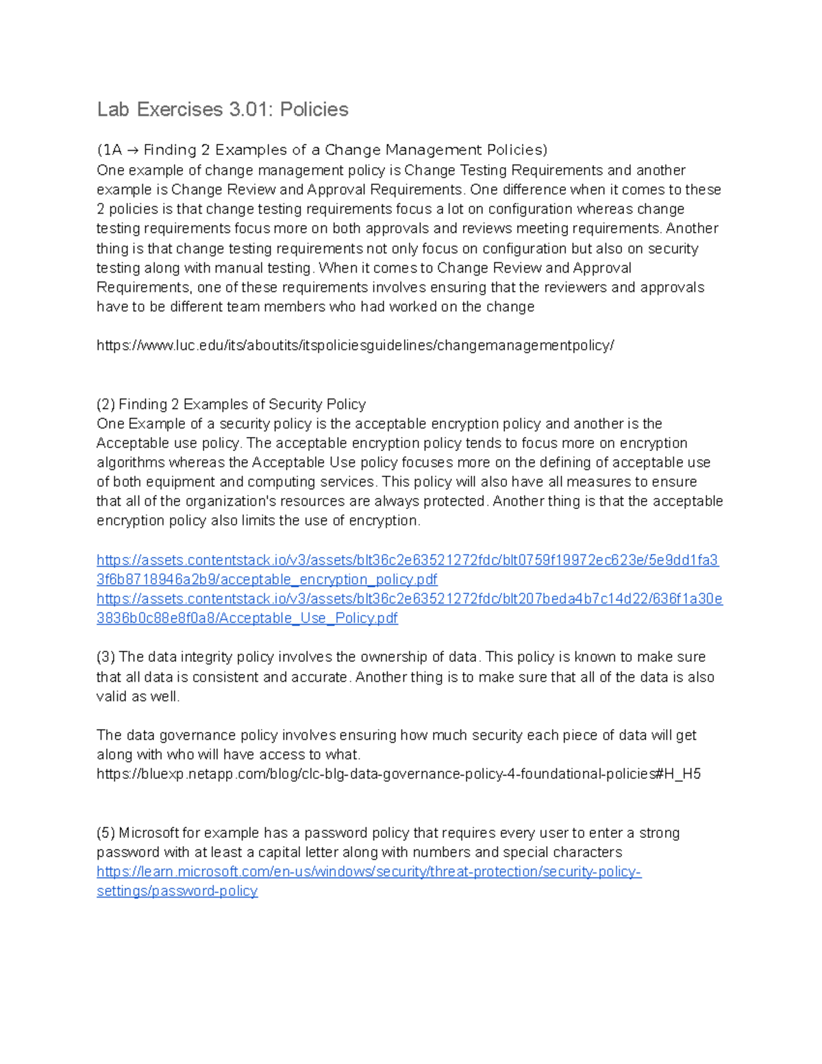 Assignment 2 - Lab Exercises 3: Policies (1A → Finding 2 Examples of a ...