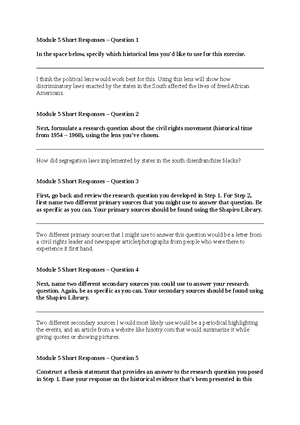 Mod 8 short responses - Module 8 Short Responses – Question 1 Consider ...