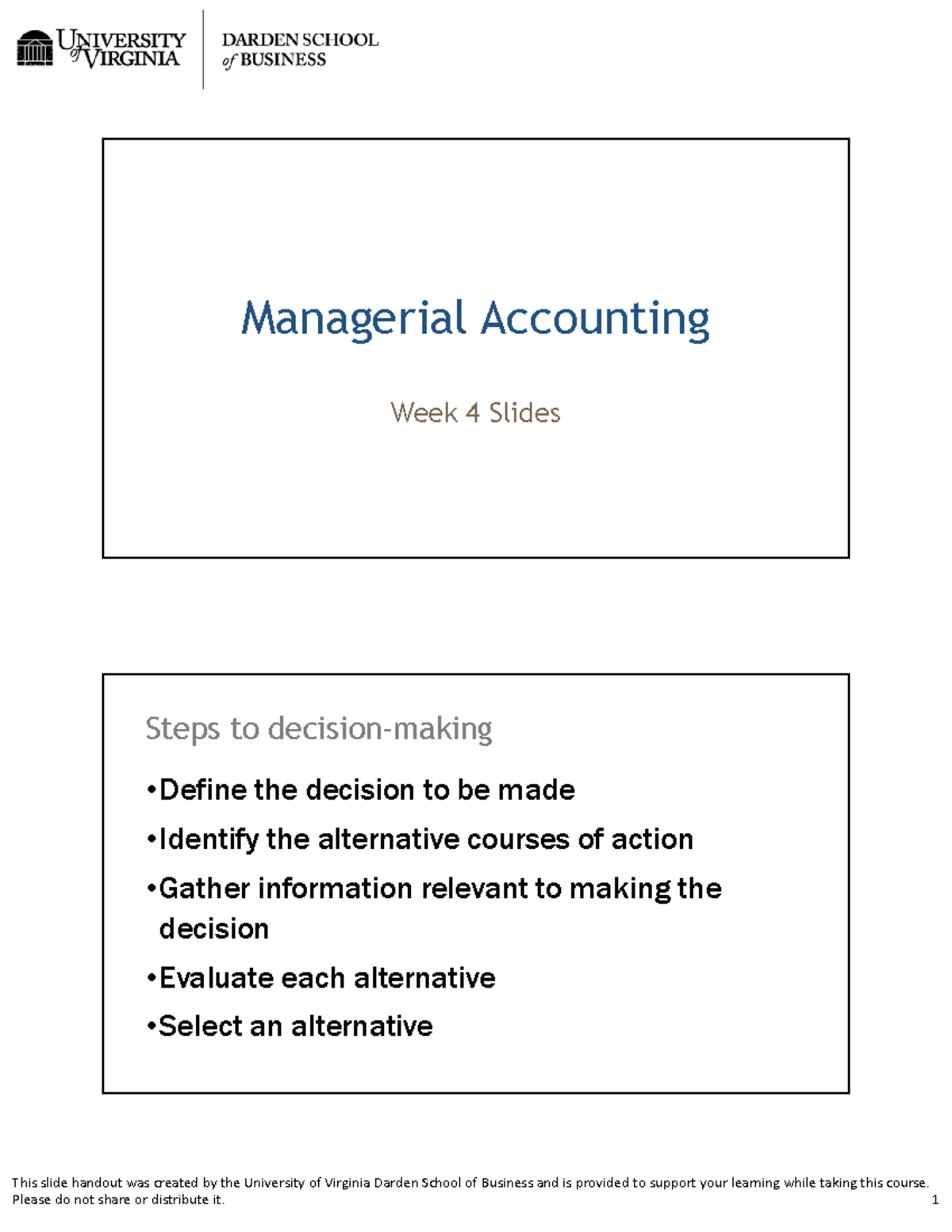 Managerial Accounting 4 - This slide handout was created by the ...