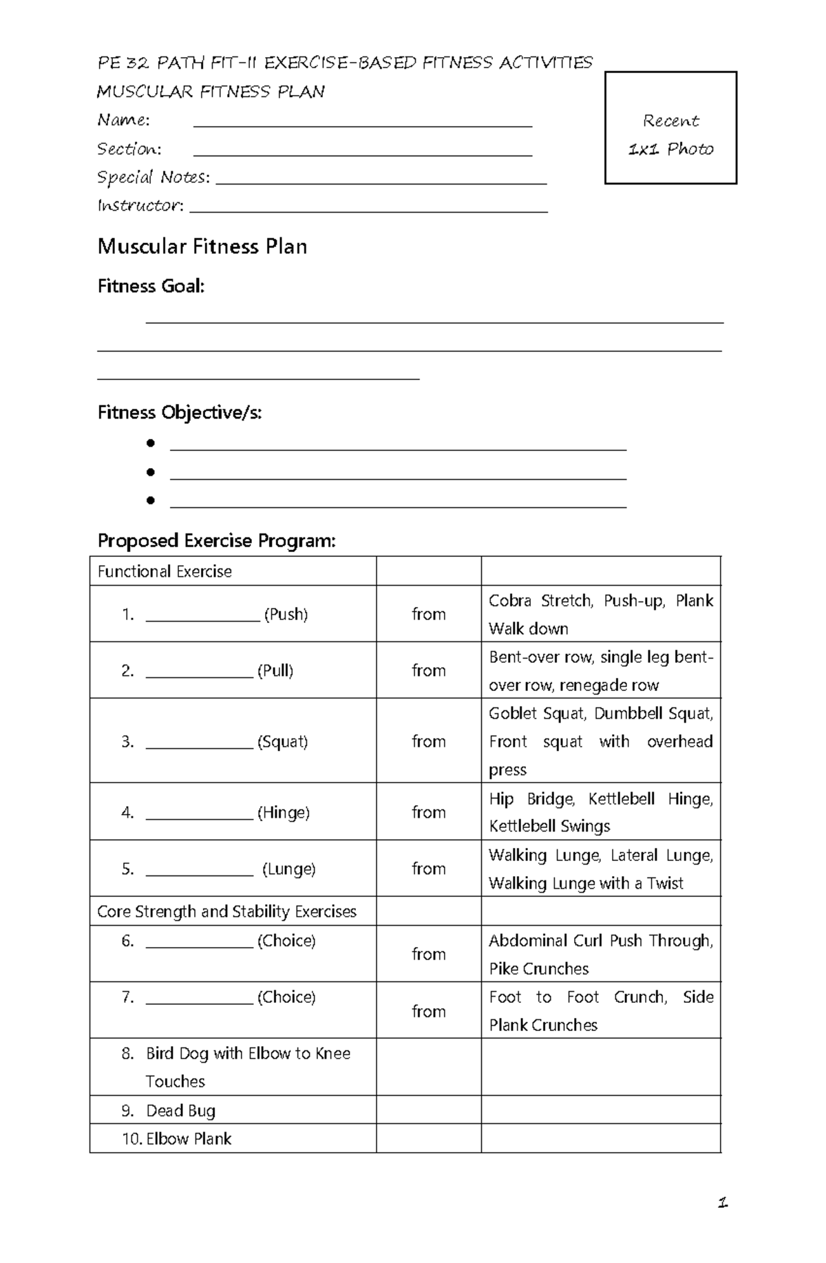 Task for PE32 Goal Setting - PE 32 PATH FIT-II EXERCISE-BASED FITNESS ...