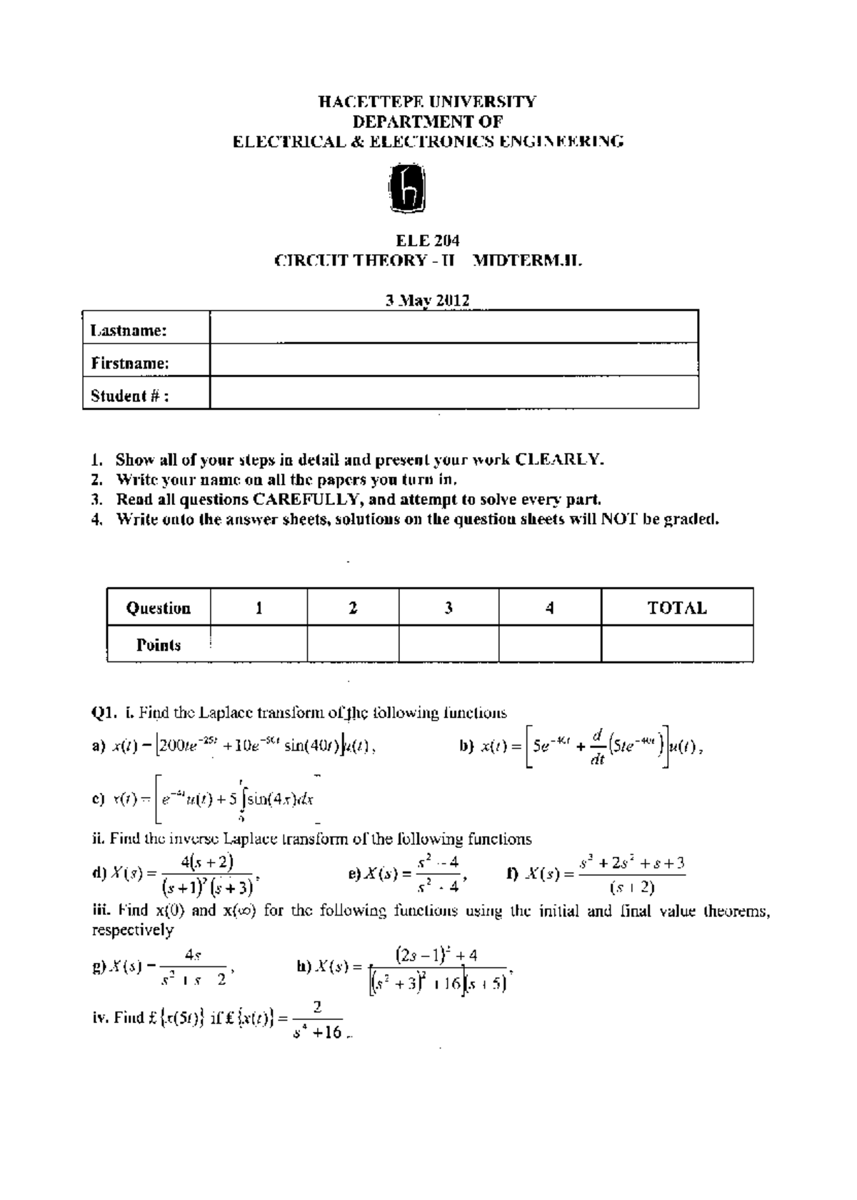 Exam, questions and answers - ELE - Studocu