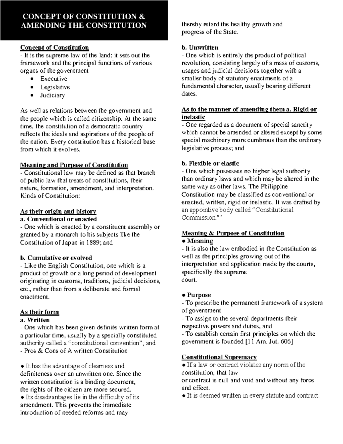 Pol Gov - Finals - Philippine governance - Concept of Constitution It ...