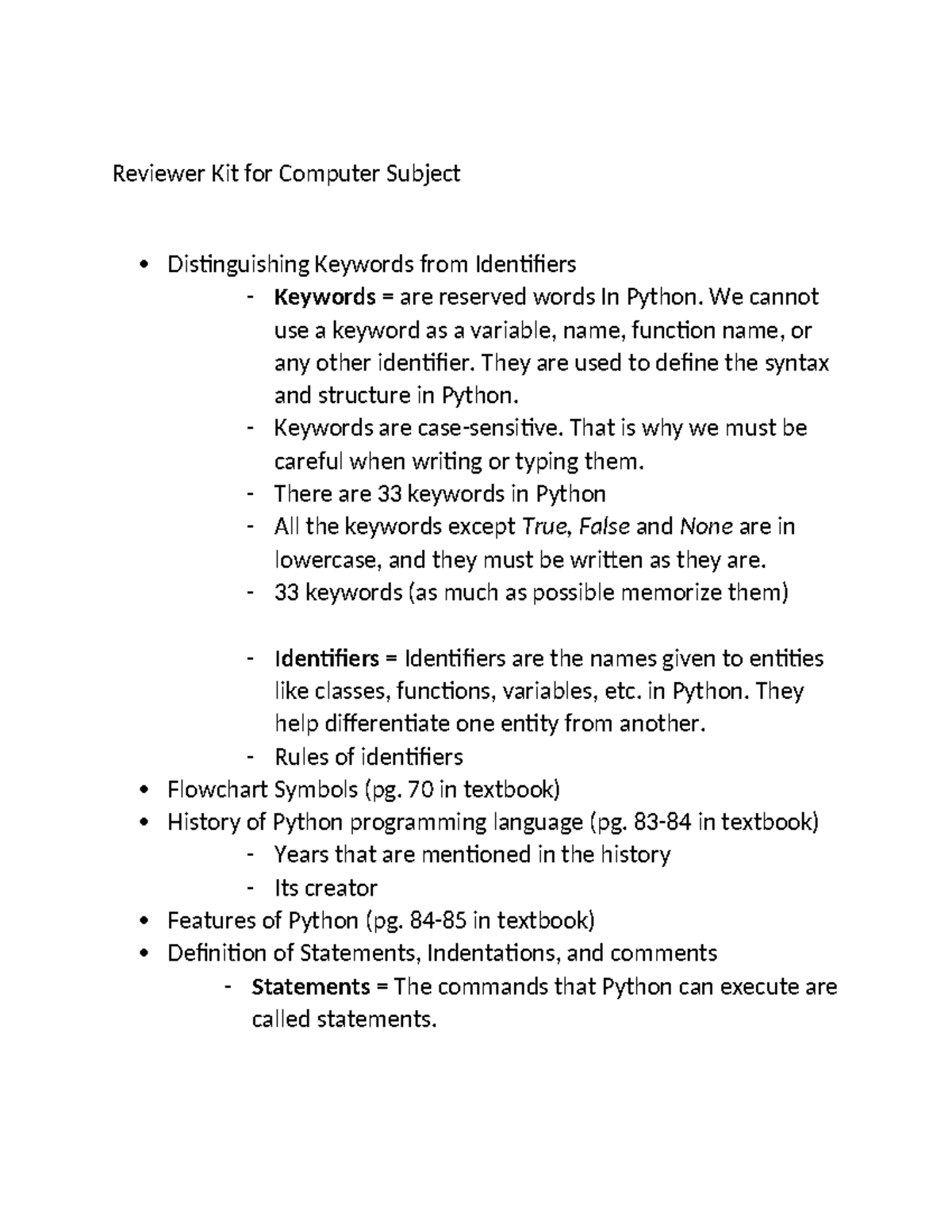 Reviewer Kit for Computer Subject 10 - We cannot use a keyword as a ...