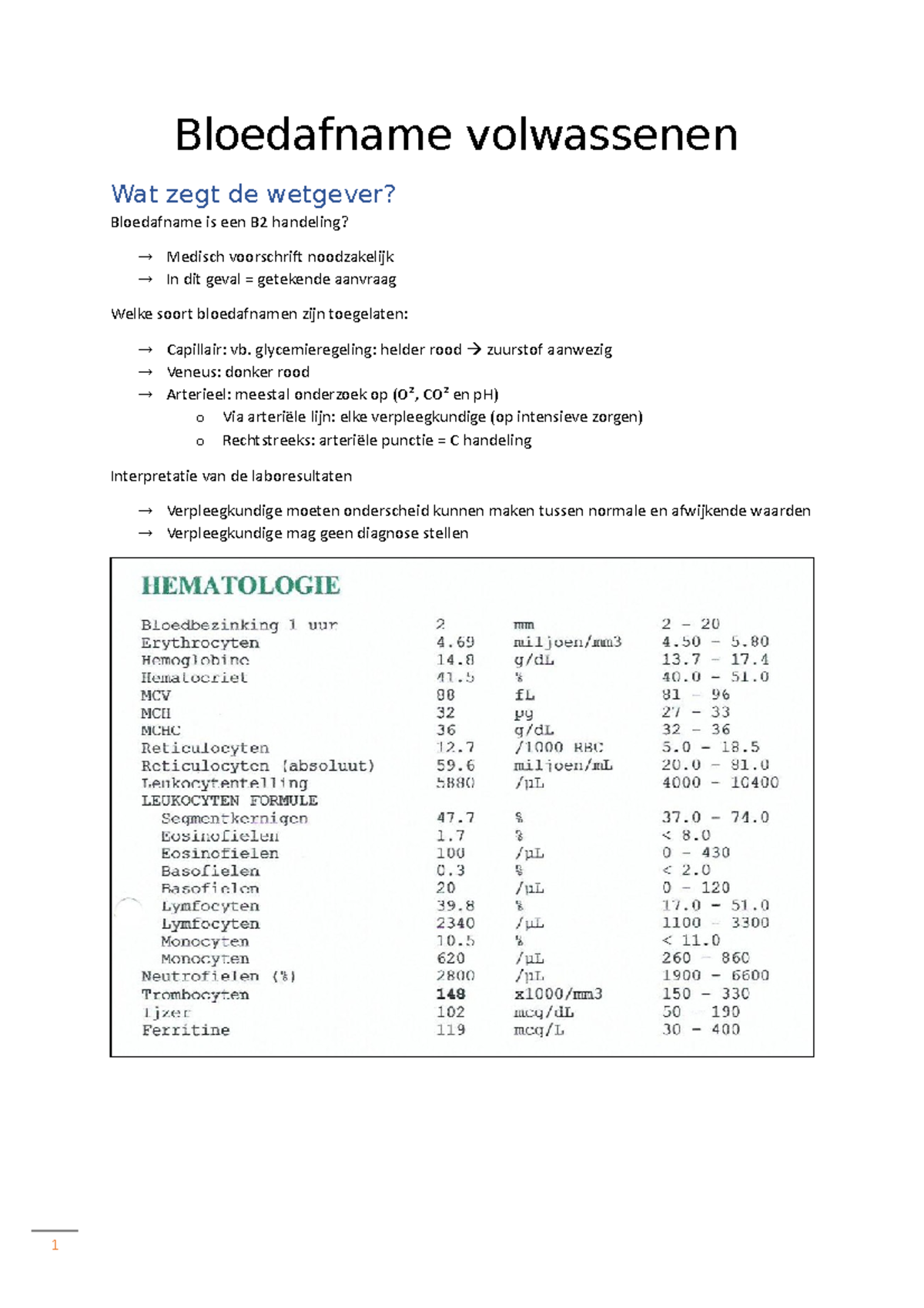 Bloedafname - glycemieregeling: helder rood zuurstof aanwezig Veneus ...