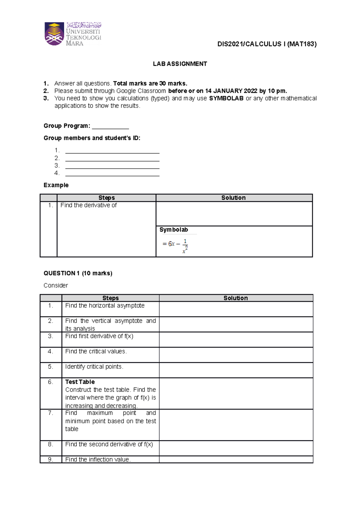 5 6257903698303779805-1 Math Assignment - LAB ASSIGNMENT 1. Answer all ...
