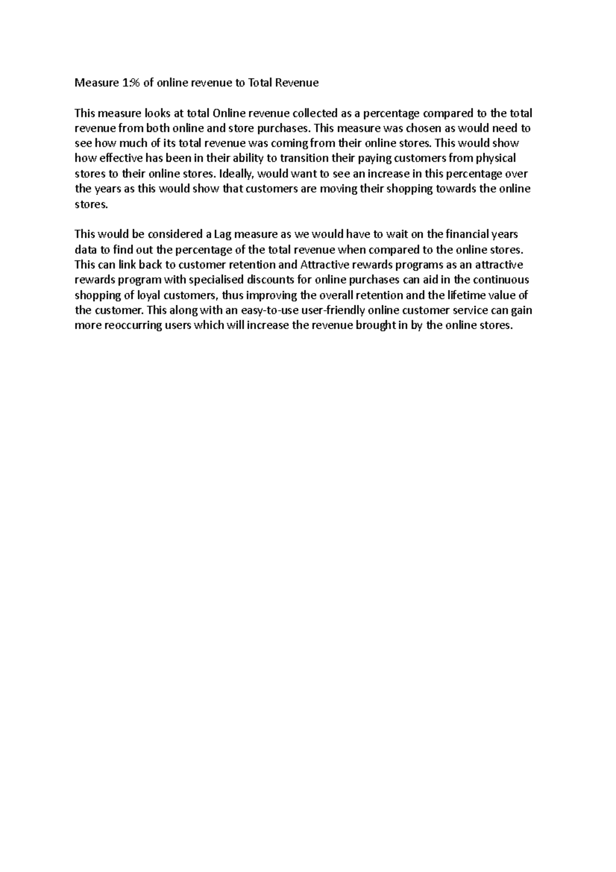 Information for Decisions and control - measure notes - Measure 1:% of ...