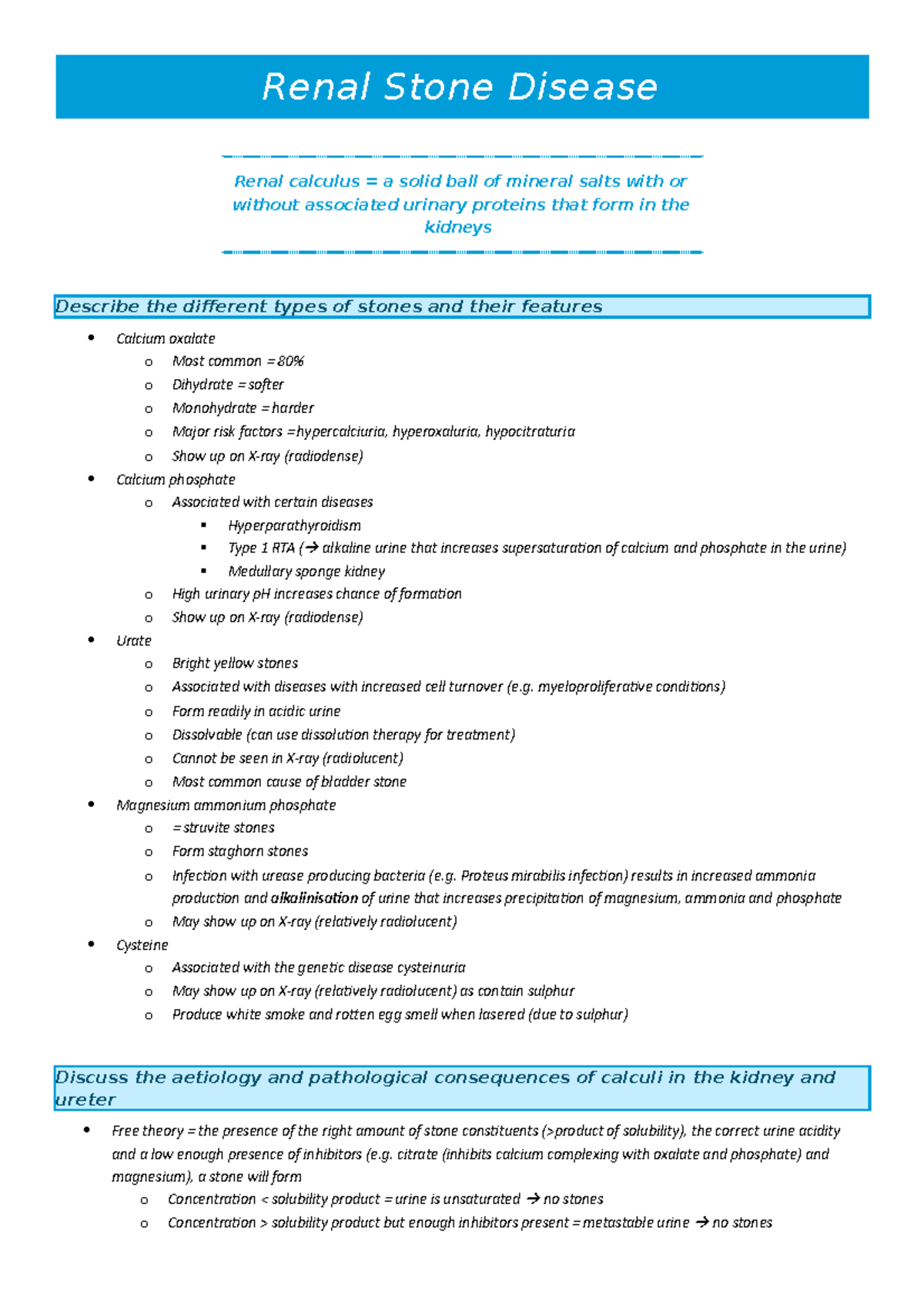 Renal stone disease - Summary Medicine - Renal Stone Disease Renal ...