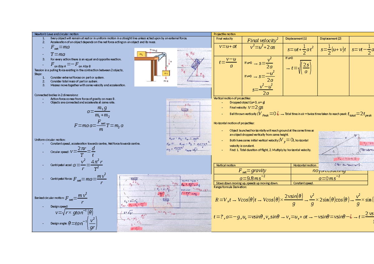 Physics Motion & Special Relativity notes - Newton’s Laws and circular ...