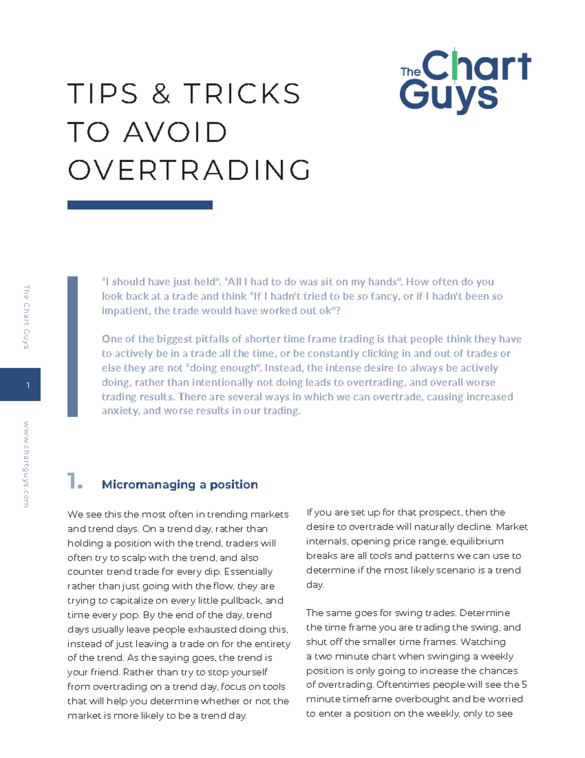 10 Overtrading - trading ebook notes - The Chart Guys w w w.chartguys 1 ...