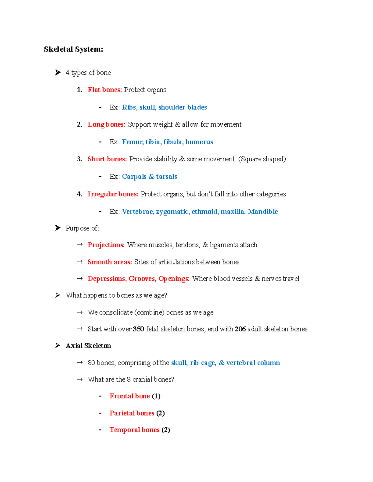 Exam 3 Review - Lecture notes Skeletal system, bone tissue, joints ...