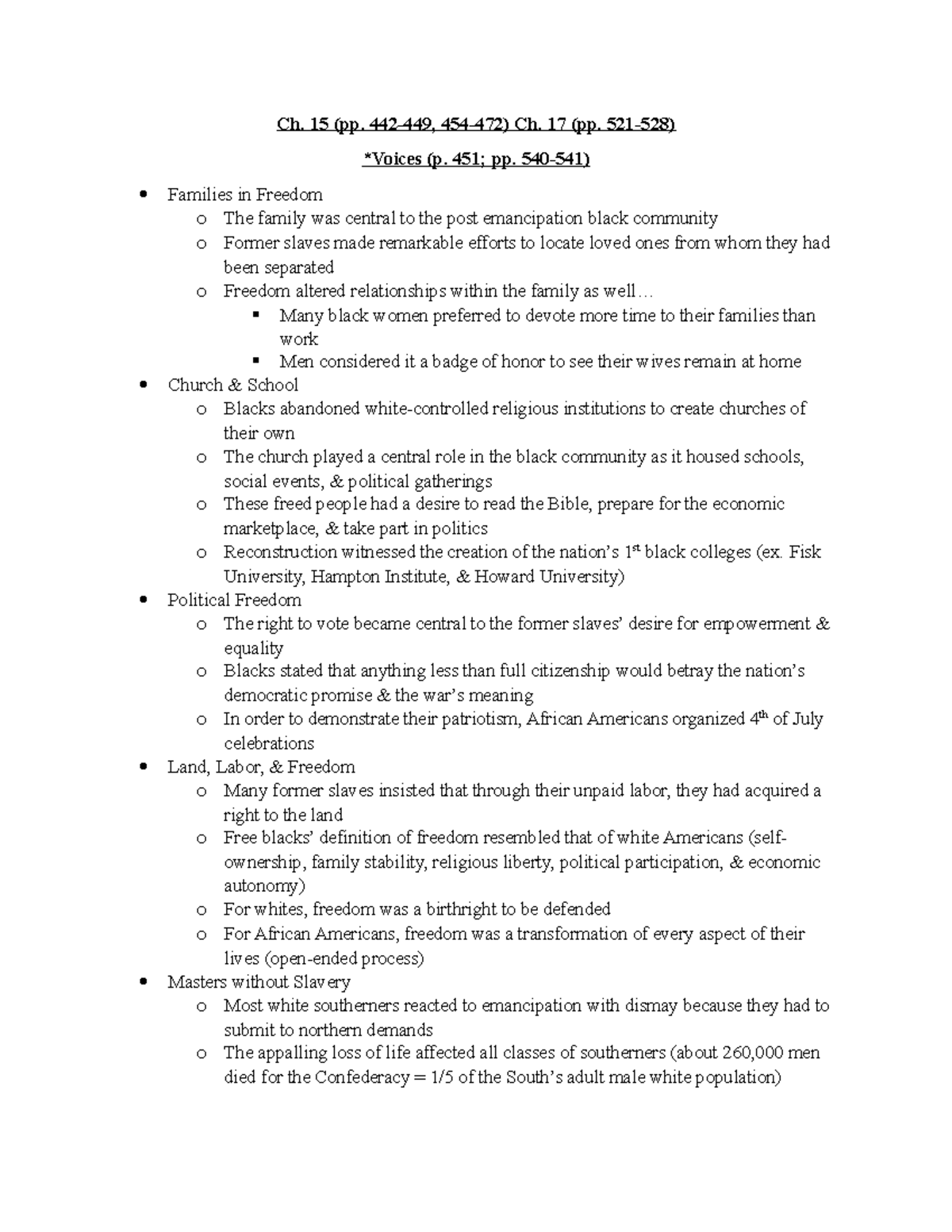 History Notes #6 - Professor: Joseph Dufour - Ch. 15 (pp. 442-449, 454 ...