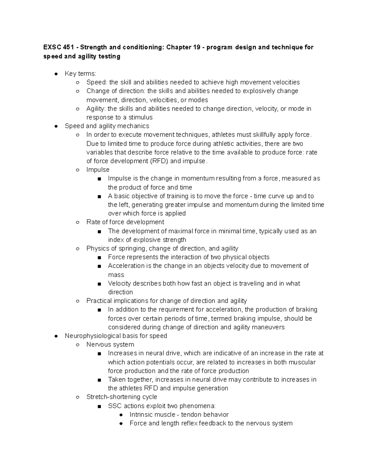 EXSC 451 Chp 19 - chp 19 notes - EXSC 451 - Strength and conditioning ...