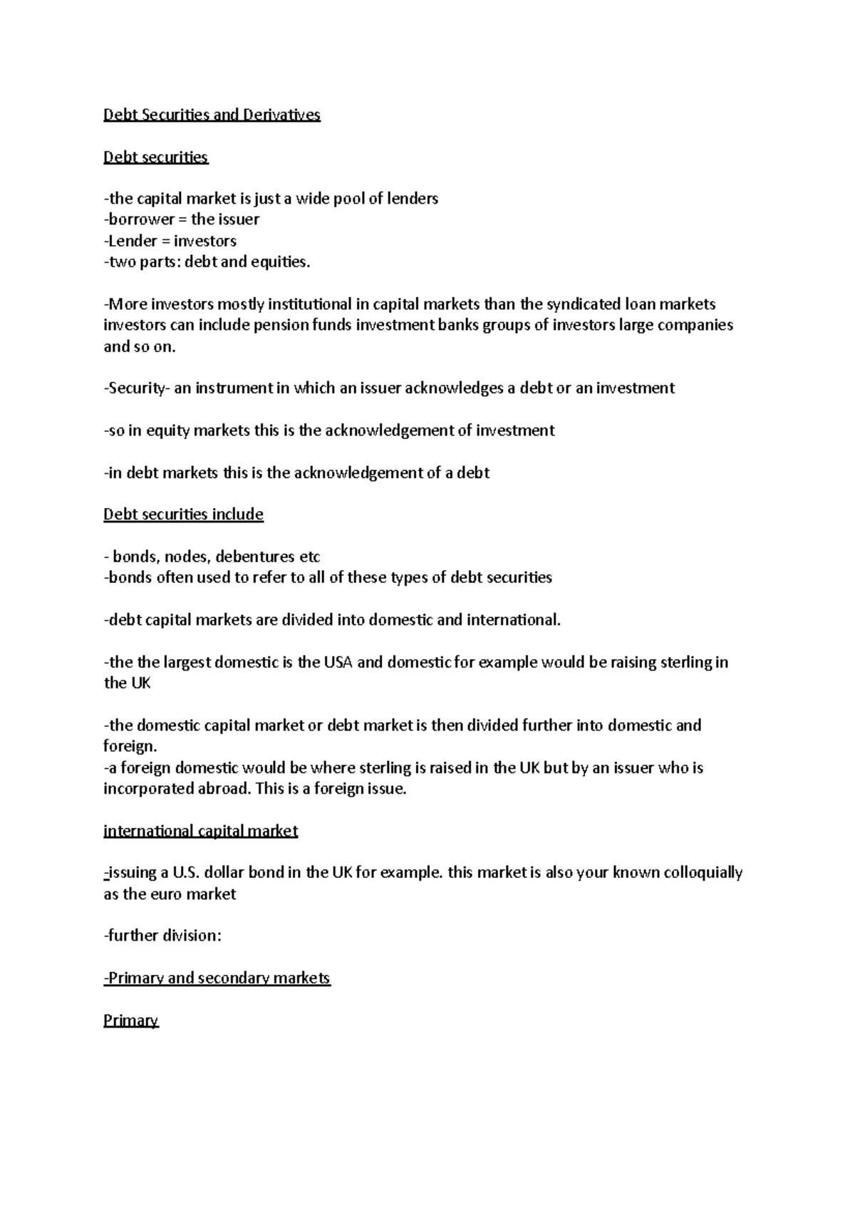 (From )Debt Securities and Derivatives - Debt Securities and ...