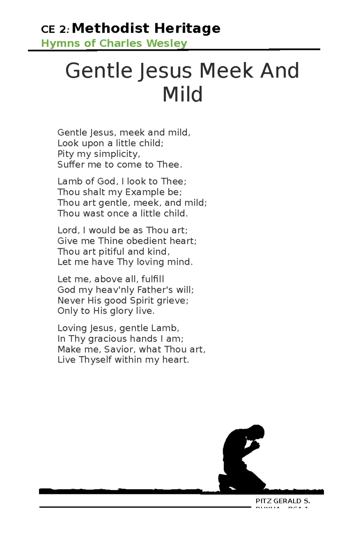 Charles Wesley - Hymns of Charles Wesley Gentle Jesus Meek And Mild ...