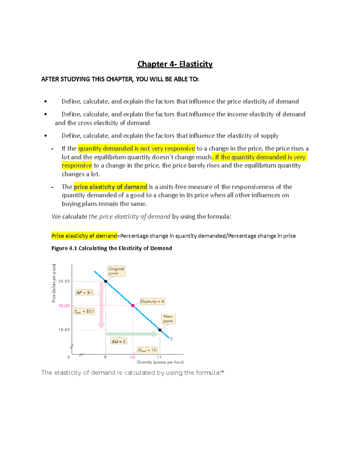 ECON 1050- Chapter 4- Elasticity - Chapter 4- Elasticity AFTER STUDYING ...