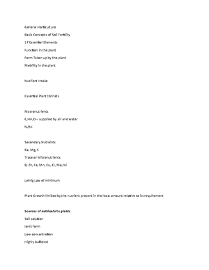 Answer Key Final General Hort - General Horticulture – Final Exam Study ...
