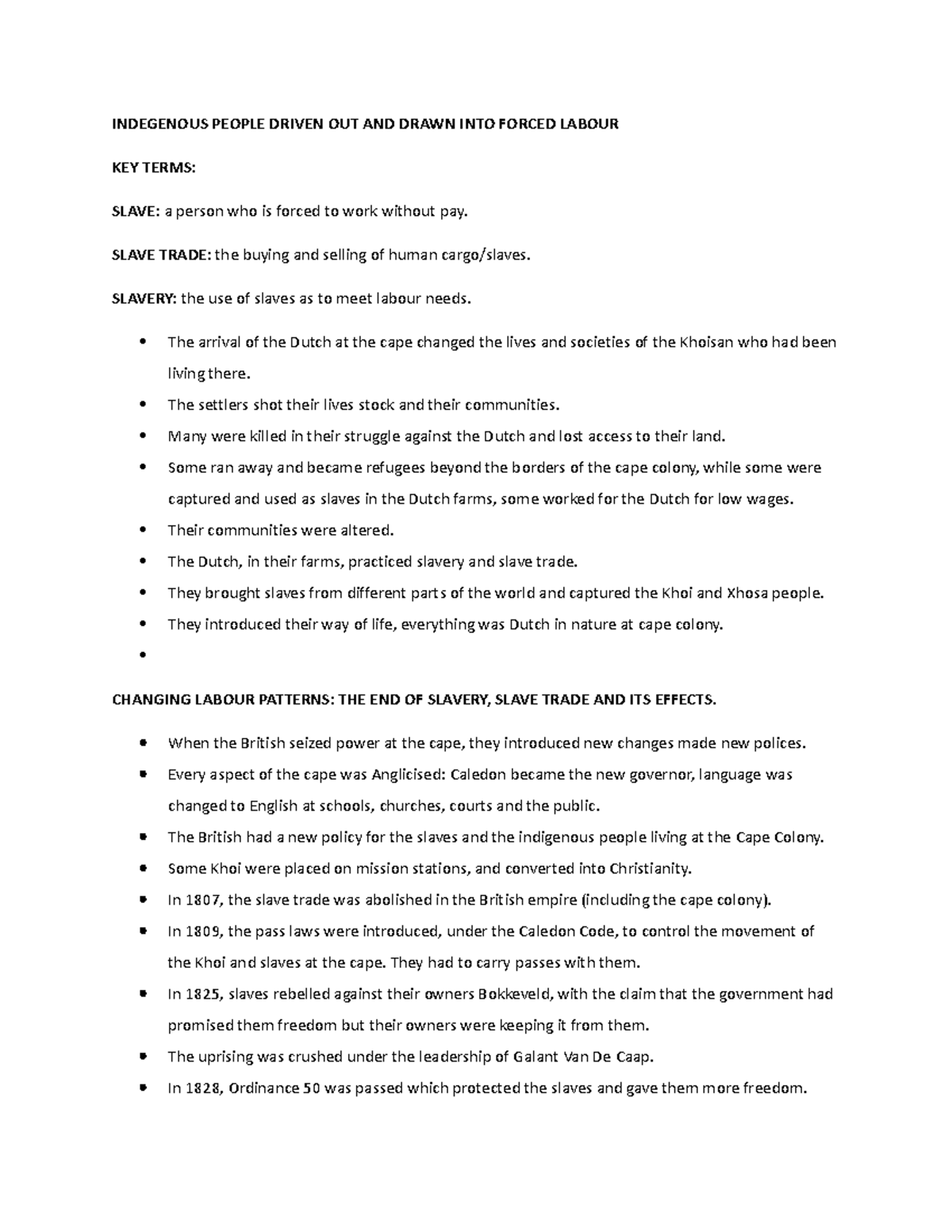 Changing Labour Patterns - INDEGENOUS PEOPLE DRIVEN OUT AND DRAWN INTO ...