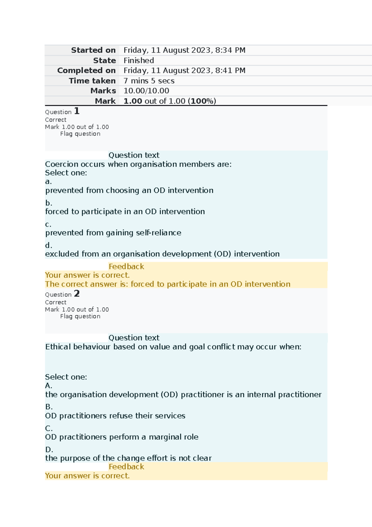 MG312 Quiz 3 - QUIZ 3 - Started on Friday, 11 August 2023, 8:34 PM ...