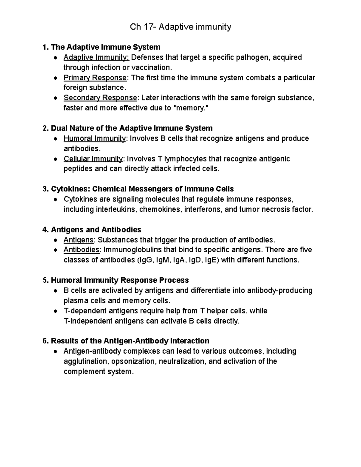 Ch 17- Adaptive immunity.pdf - Ch 17- Adaptive immunity 1. The Adaptive ...