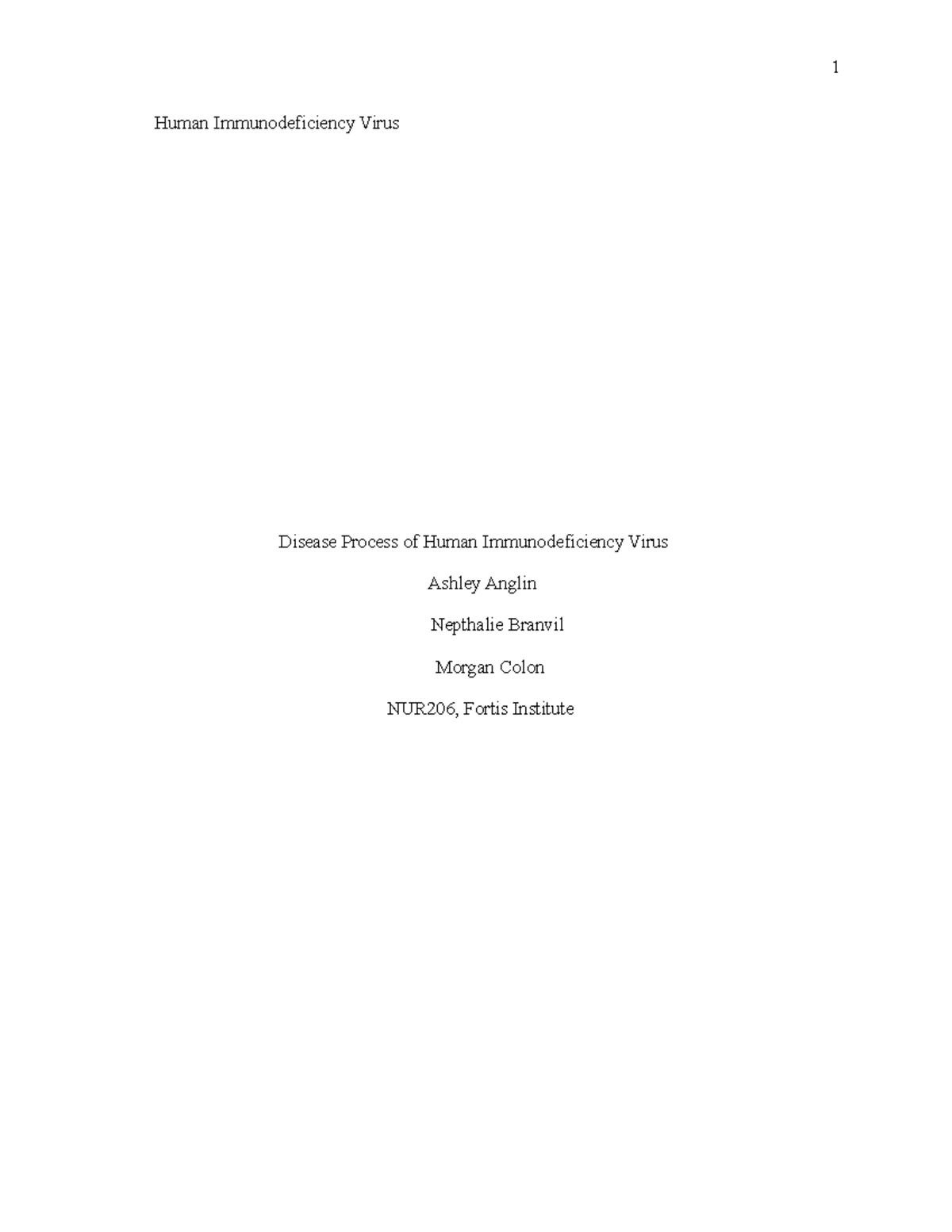 HIV Infectious disease case study - Human Immunodeficiency Virus ...