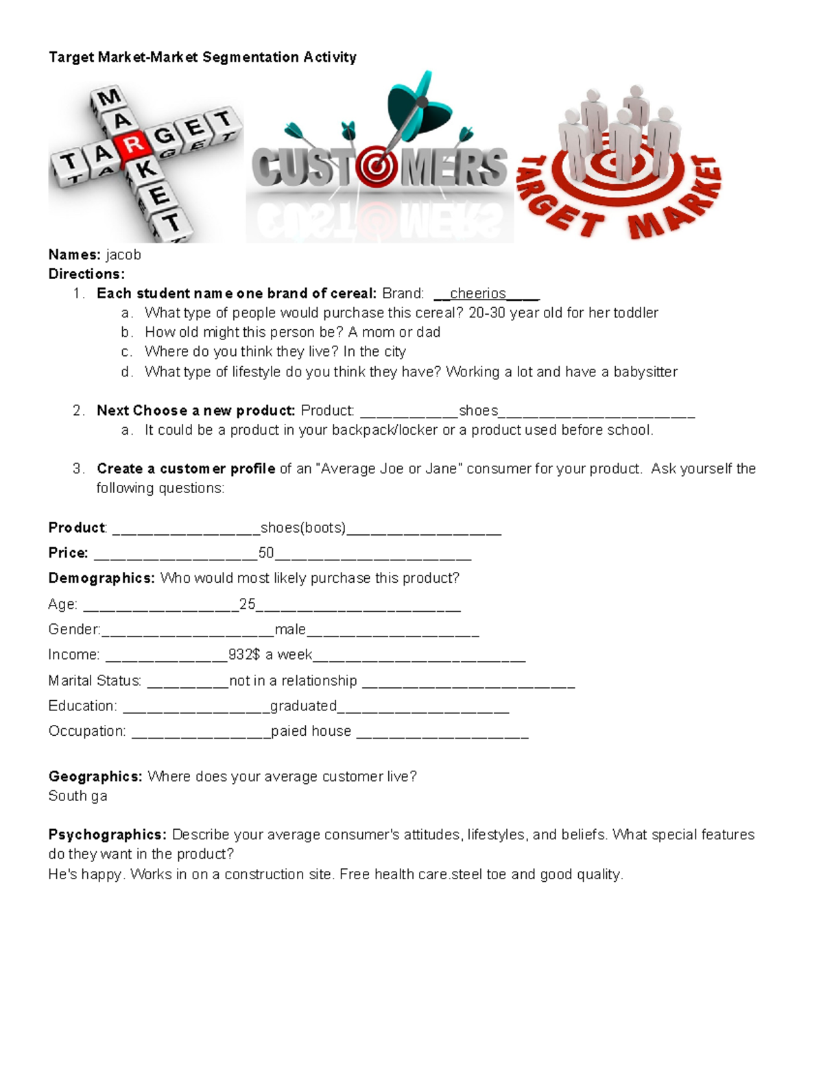 Copy of Target Market Segmentation cereal activity - Target Market ...