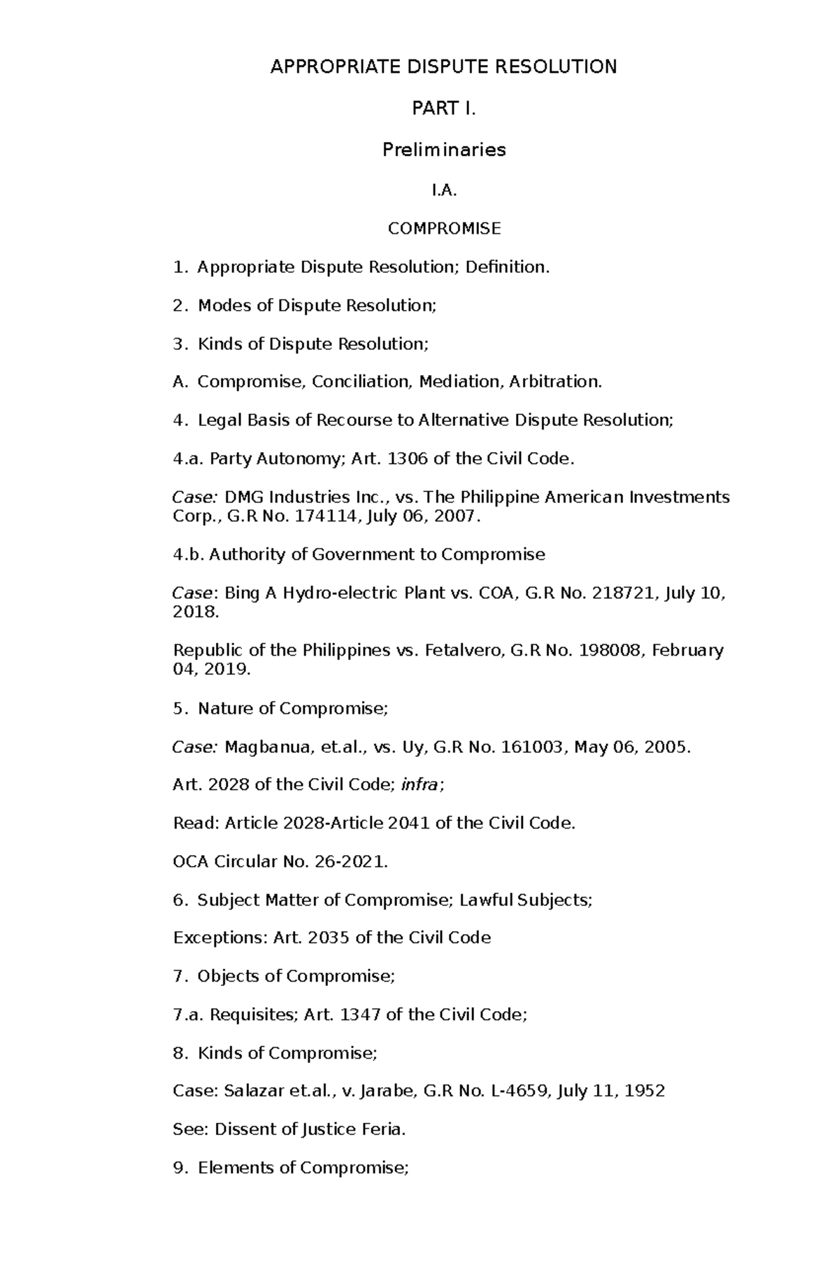 Appropriate Dispute Resolution Syllabus - APPROPRIATE DISPUTE ...