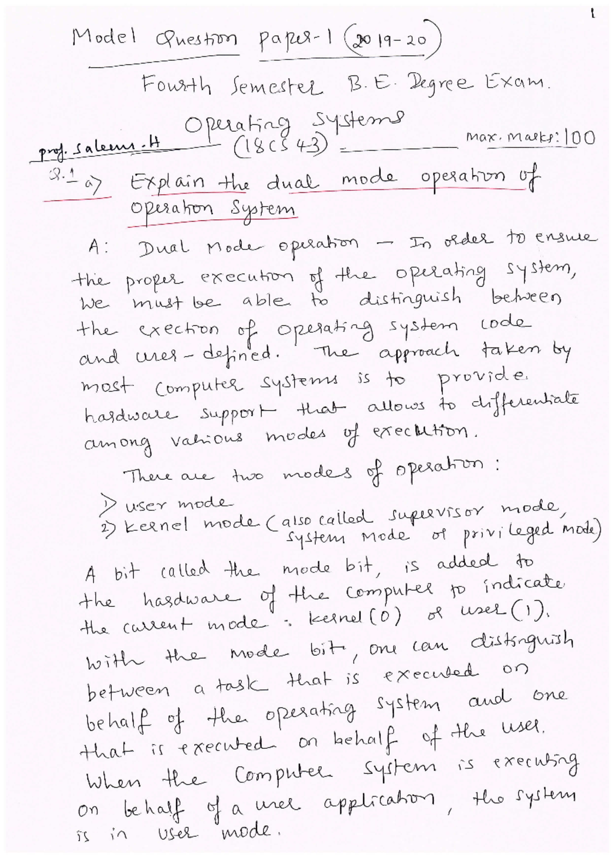 18CS43-OS SH - Operating system solved question paper and previous year ...