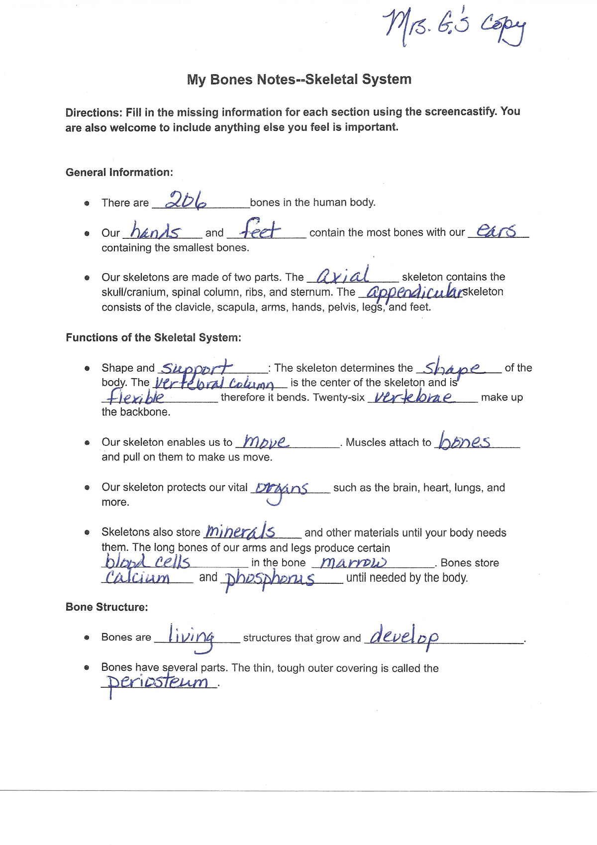 Answers My Bones Notes - sdw - Sci2010 - Studocu