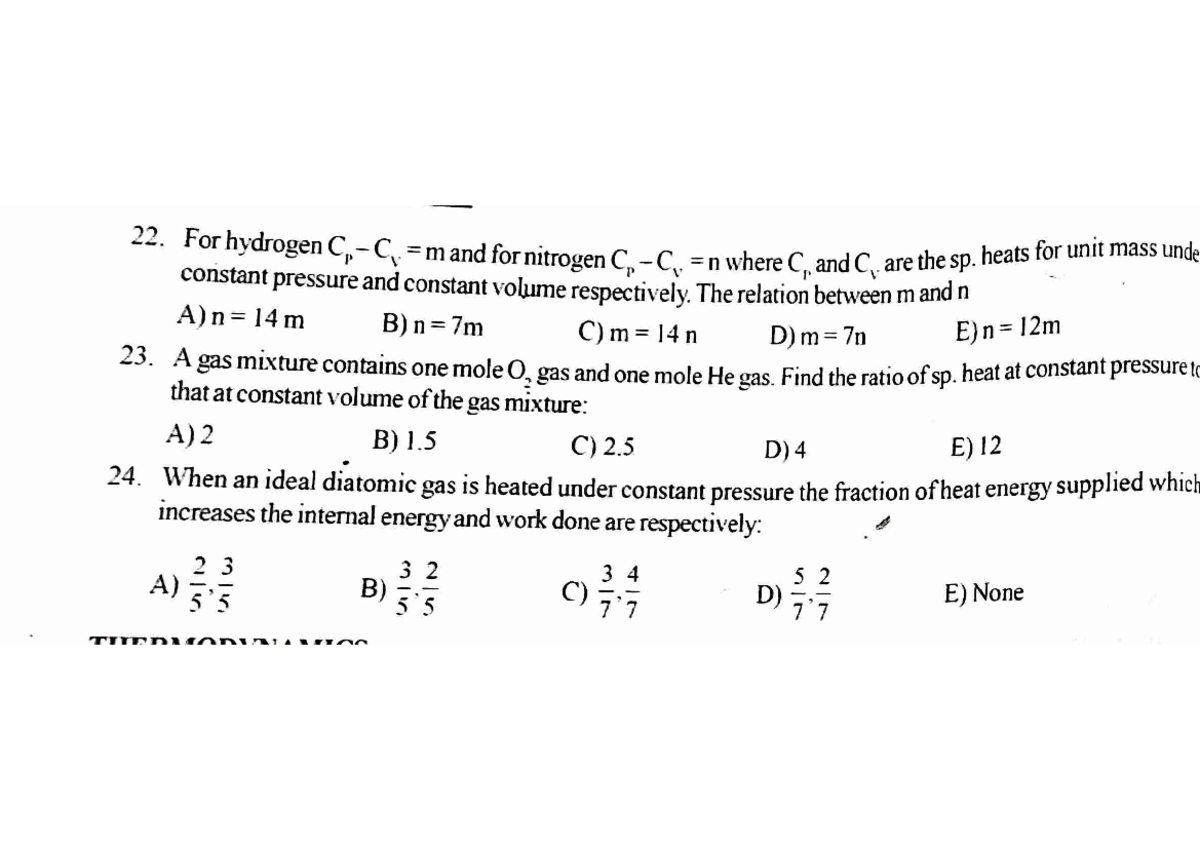 Document 45 - Problems for kinetic theory of gas - Physics - Studocu