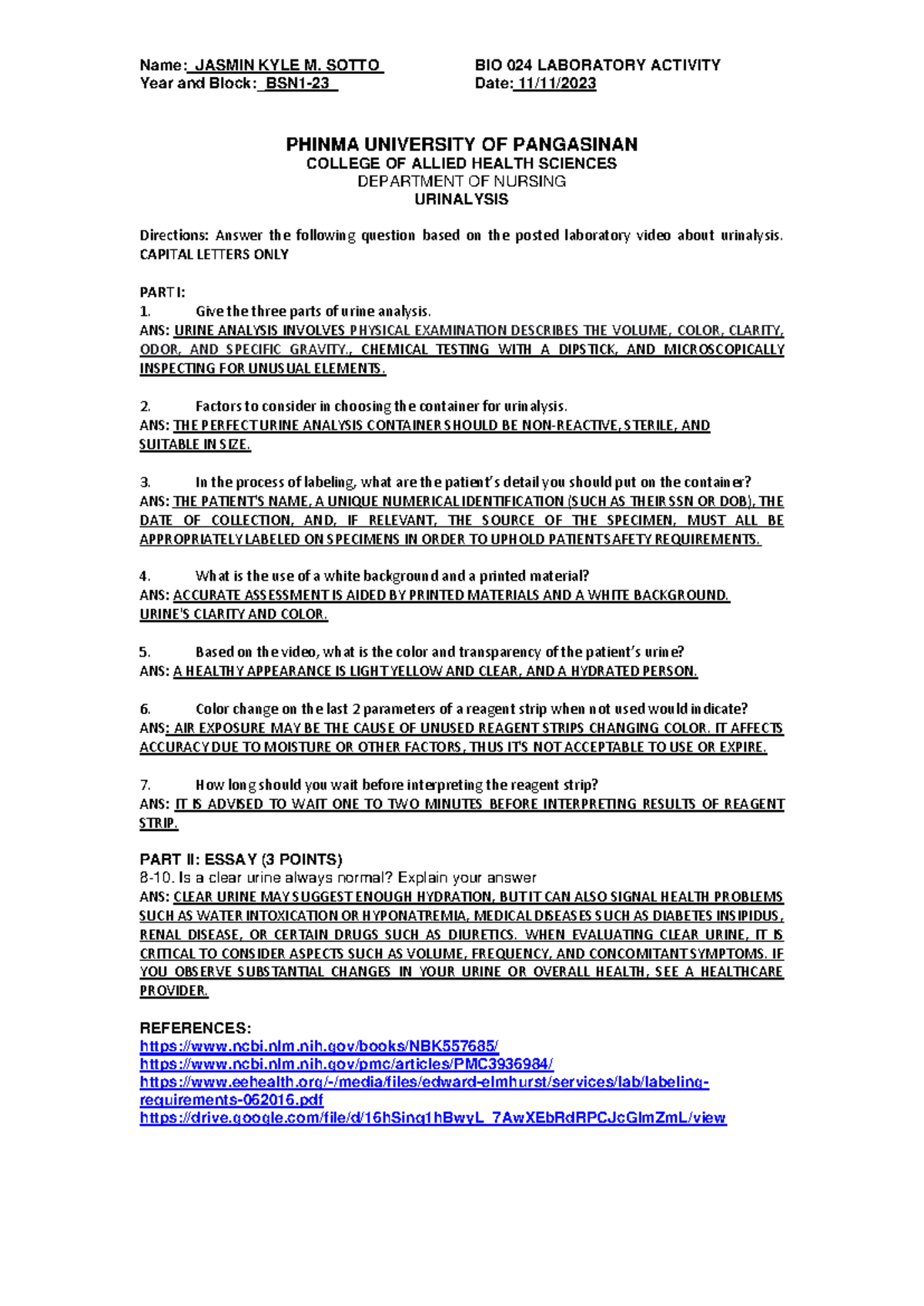 (BIO 024) LAB Activity 13- Sotto - Name: JASMIN KYLE M. SOTTO BIO 024 ...