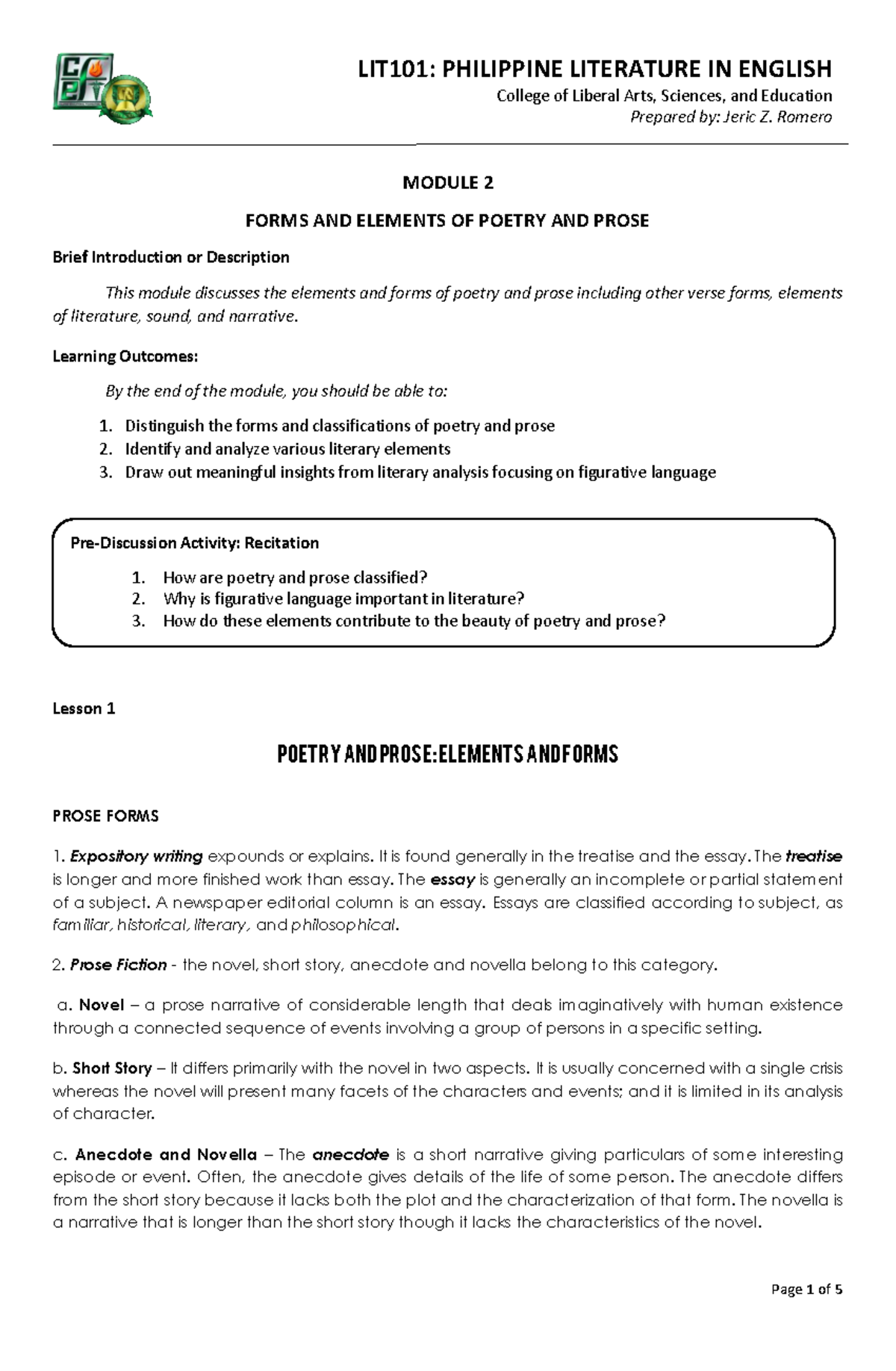 4tiks4dx9 LIT101 Module 2 - College of Liberal Arts, Sciences, and ...