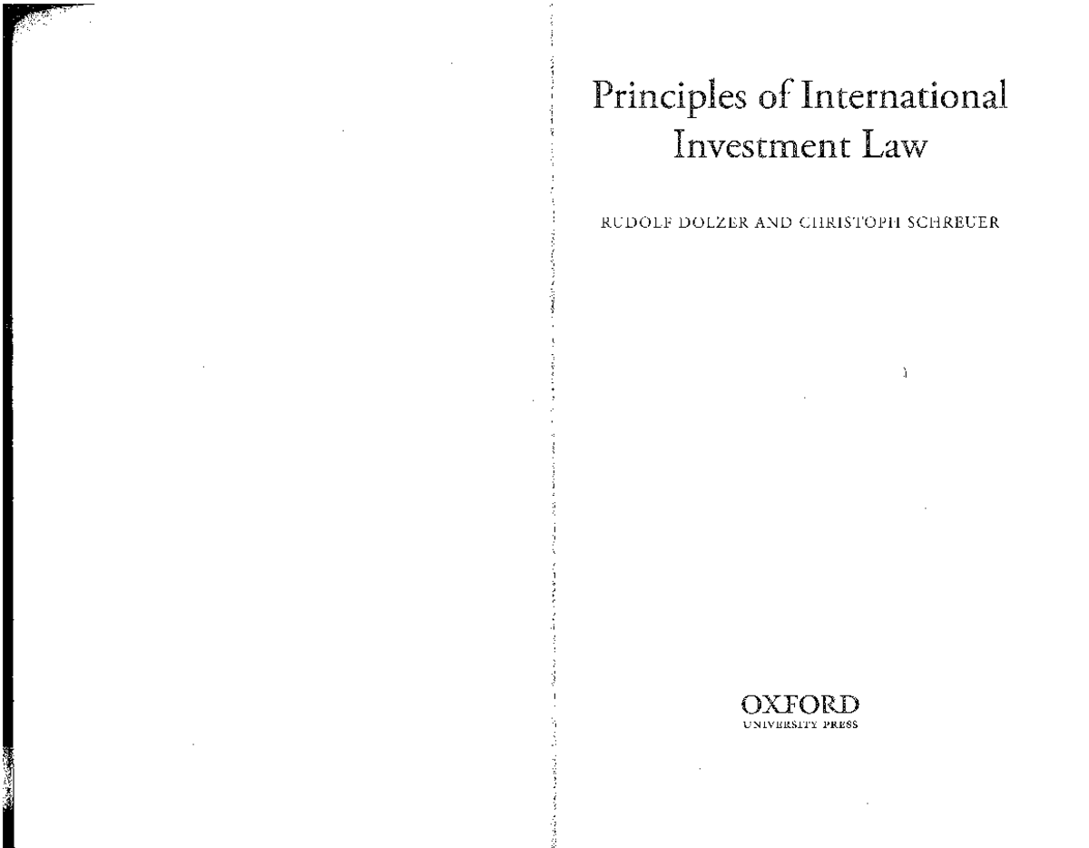 Principles of International Investment Law by Dolzer R., Schreuer C. (z ...