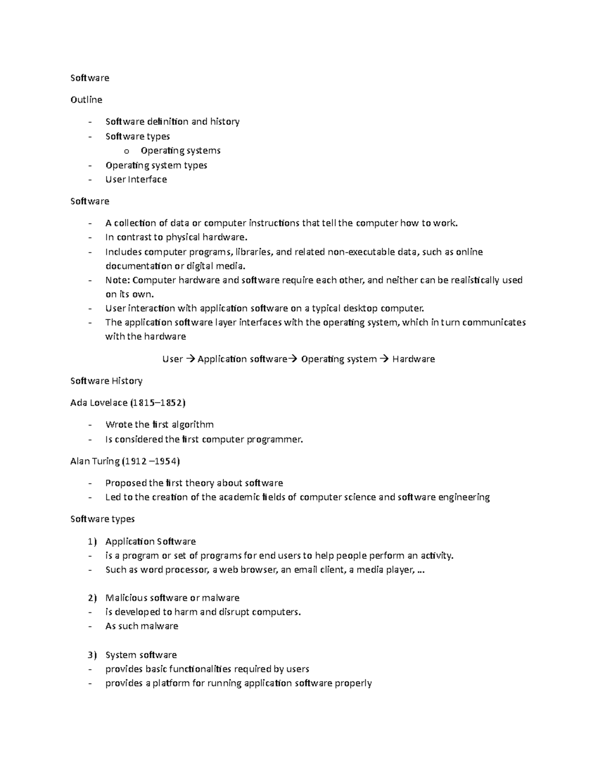 Software notes - Professor Mahsa Amini-Tareh - Software Outline ...