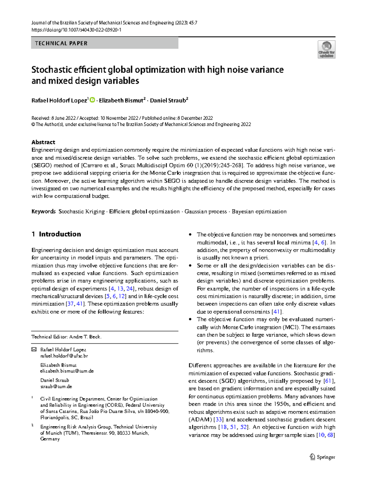 Stochastic efficient global optimization with high noise variance - Vol ...