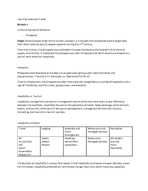 Module 2 AHA - I hope it helps - Module 2 AHA Did you know? Tourism is ...