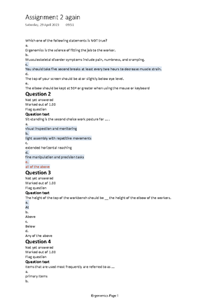 IOP2603 - Unisa - Ergonomics - Studocu