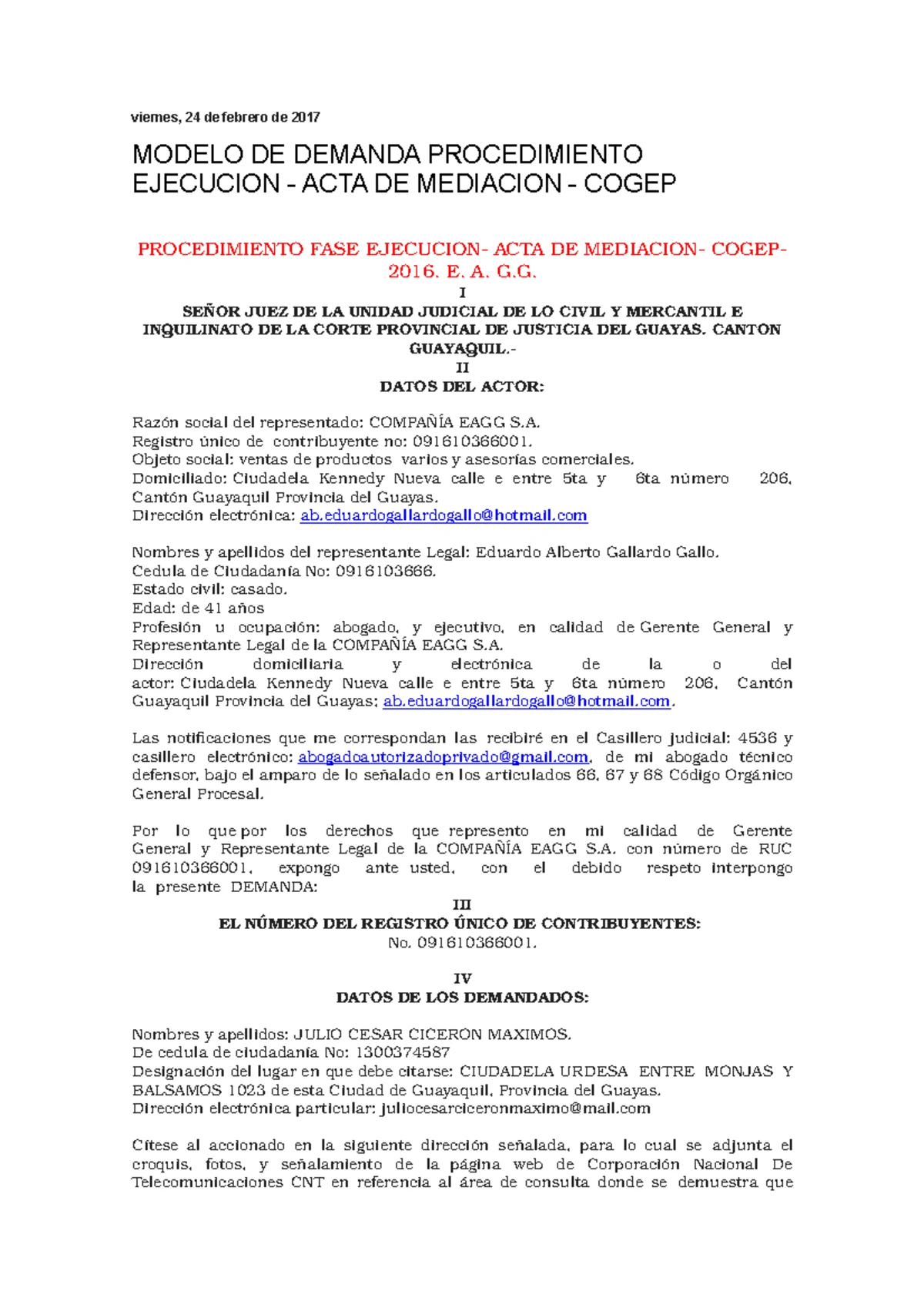 Demanda Contencioso Tributaria - SEÑORES JUECES DEL TRIBUNAL DISTRITAL DE LO CONTENCIOSO ...