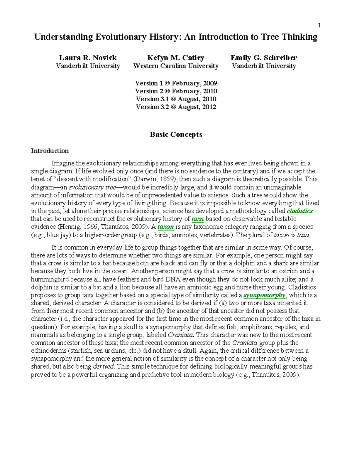 1. Tree Thinking Worksheet-1 - Understanding Evolutionary History: An ...