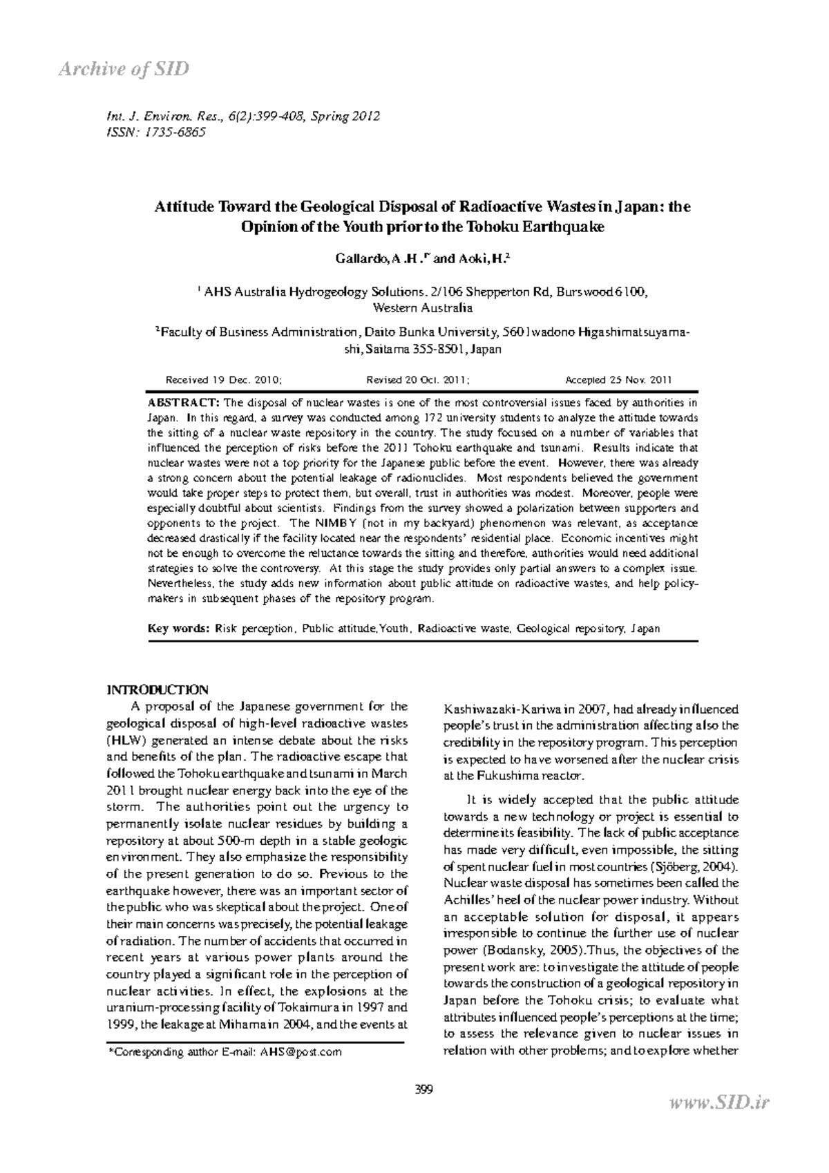 10822012 0204 - international relation - Int. J. Environ. Res., 6(2 ...