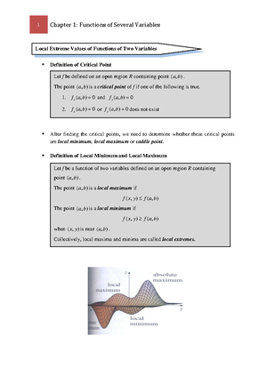 Lecture Notes (Chapter 1 - 1 Chapter 1: Functions of Several Variables ...